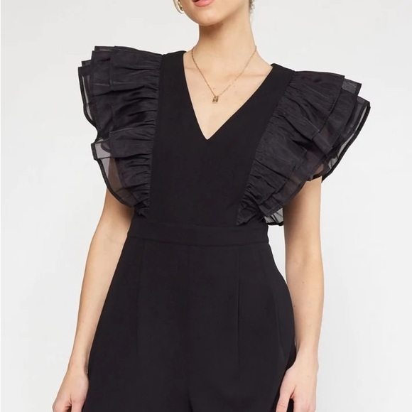 entro | Pants & Jumpsuits | Nwt Entro Black Contemporary Romper With ...